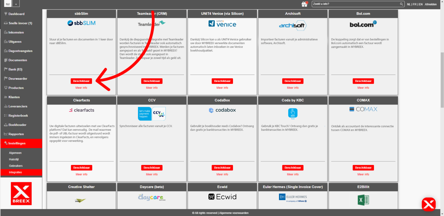 Koppelen met sbbslim - BREEX